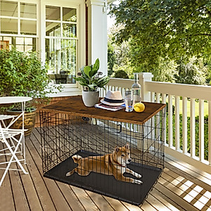 HiCaptain Dog Kennel Wood Table Top, 48 inches Wooden Dog Crate Table Topper, Durable Decorative Dog Kennel Table Topper for Large Dogs Rustic Style