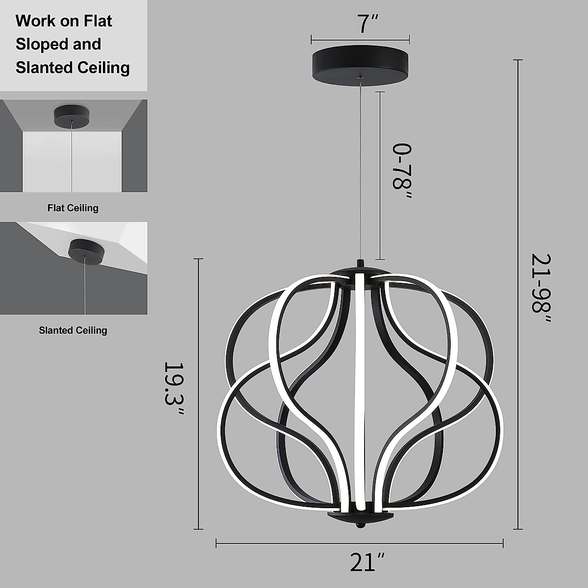 With Light Forward Modern LED Chandelier，Black Adjustable Hanging Chandelier ，Easy to Install, Suitable for Foyer, Dining Room, Living Room, Bedroom(Black, 10 Light-MAX)