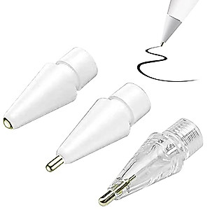 YINVA 3 Pack Pencil Tips for Apple Pencil Tip, 3 Styles Fine Point Metal Apple Pencil 2nd Generation Tips, Replacement iPad Pen Tips for Apple Pencil 1st Generation Nibs(White, Clear)
