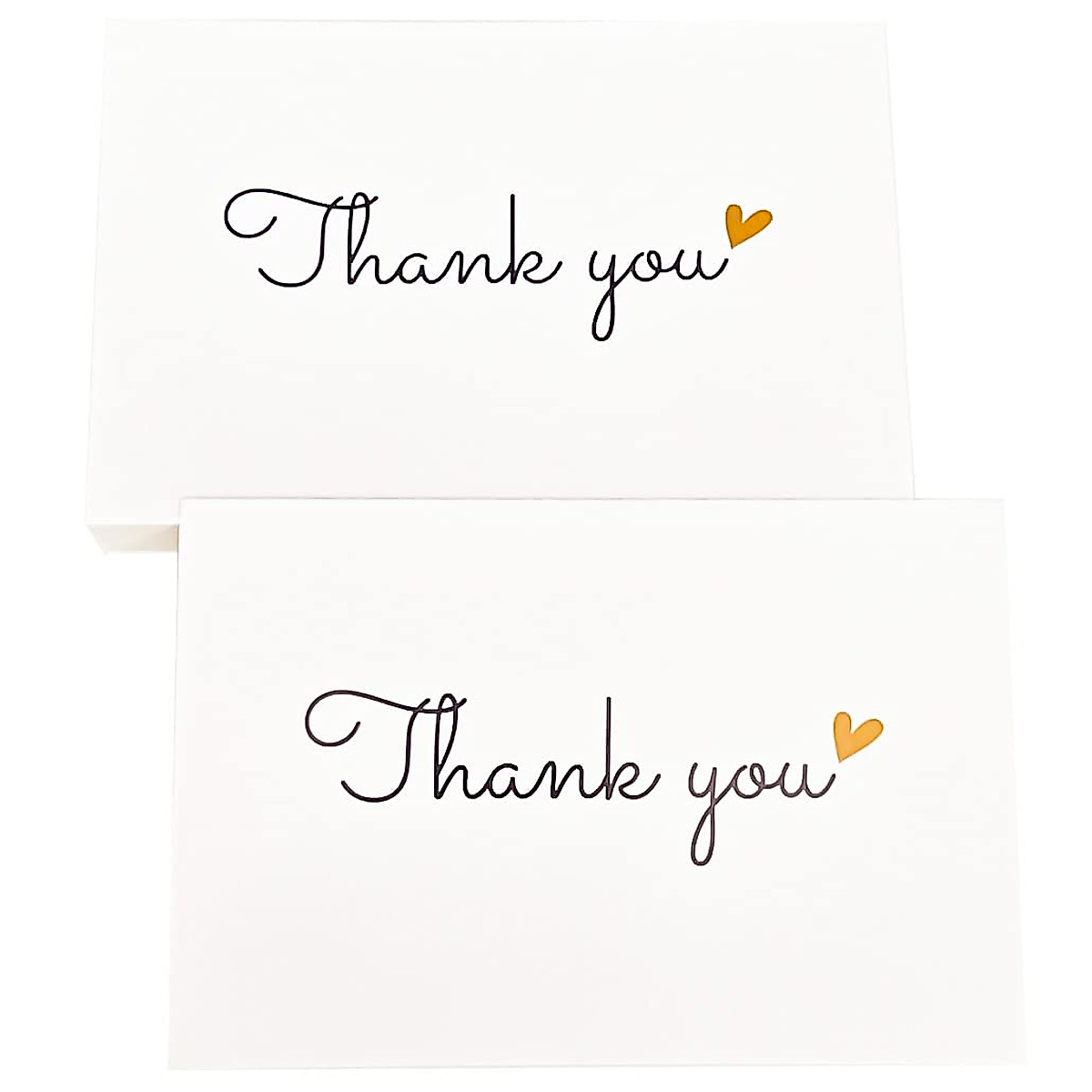 RXBC2011 50 Little Thank You Cards Gold Heart Design Bulk Thank you Notes for All Occasions 4 X 6 Inch
