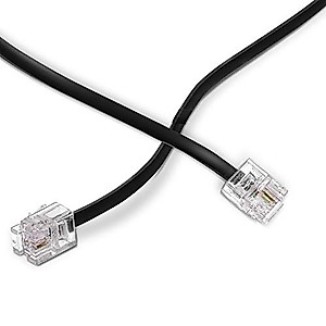 Phone Line Cord 25 Feet - Modular Telephone Extension Cord 25 Feet - 2 Conductor (2 pin, 1 line) Cable - Works Great with FAX, AIO, and Other Machines - Black