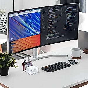 Ikee Design Acrylic Premium Desktop Office Supplies Organizer with Post It Note Pad Holder, Mail Storage and 3 Pencil Slots, Office Tool Storage Case, 3 7/8" W x 5 7/8" D x 3 1/2" H