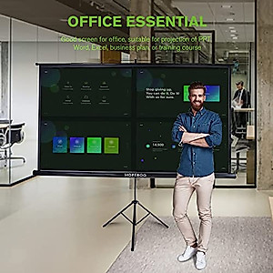 100 Inch Projector Screen with Stand for Movie Projection, Large White Movie Screen, Portable Video Projection Screen for Backyard Home Theater, Office Meeting Room, Outdoor Advertising Camping