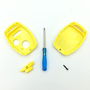 Henrida Keyless Entry Remote Key Housing Replacement for Honda Civic CR-V Fit Accord Crosstour Odyssey CR-Z Key Fob Shell Case，for Honda 2+1 Buttons with Screwdriver (Yellow)