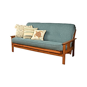 Kodiak Furniture Monterey Full Futon with Linen Fabric Mattress in Barbados/Blue