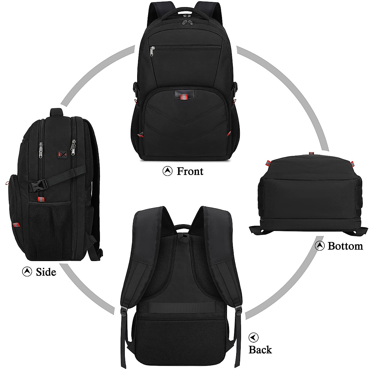 Laptop Backpack 17 Inch TSA Friendly Travel Carry On Backpack for Men Women Waterproof Work College Business School Bookbag 17.3 Inch Computer Bag with USB Charging Hole, Black