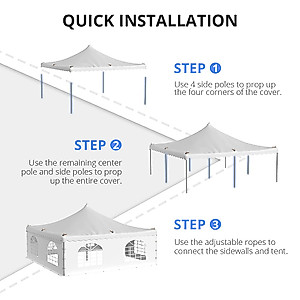 Quictent 20'X20' PVC Fire Retardant Pole Tent, Heavy Duty Party Tent Canopy Shelter, 33-80 Person Capacity, for Parties, Weddings, and Events, Commercial and Residential Use