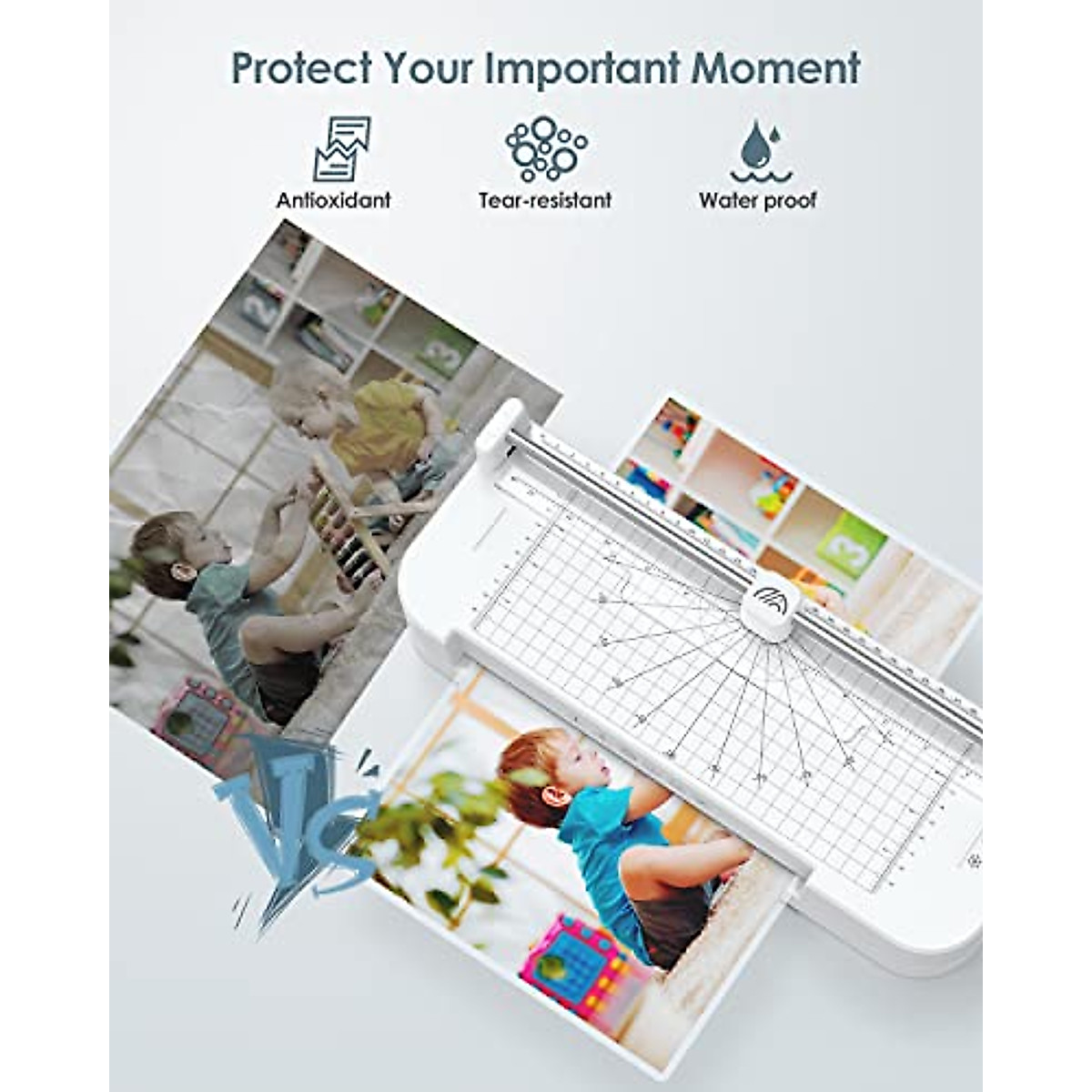 Laminator 7 in 1 Thermal Laminator 9-Inch Laminator Machine Laminating Machine with Laminating Pouches 20 Personal Laminator Desktop Lamination Corner Rounder for Office School Business (White)