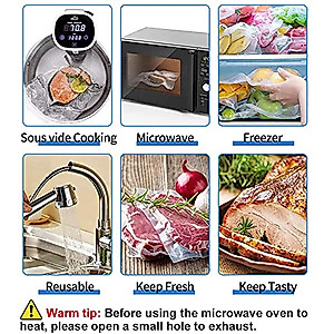 200 Vacuum Sealer Bags, 8 x 12 inch Thick BPA Free Quart Food Vac Storage Bags Compatible with All Vac Machines, Food Saver, Seal a Meal, Weston, Commercial Grade Precut Meal Prep Sous Vide Bags