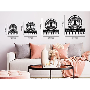 efcustomgifts Personalized Metal Key Holder, Tree of Life Design, 10 Hooks, Heavy Duty, Rust Resistant, Wall Mount, Front Door, Housewarming Gift