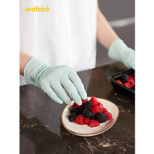 LANON 5 mil Vitamin-E Coated Latex Disposable Gloves, Food-Contact Grade, Fully Textured, Green, Small