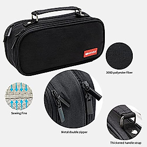 ONTYZZ Large Pencil Case with Double Zipper Multiple Compartment Pencil Pouch Durable Cosmetic Bag for Work Cosmetic Storage Black