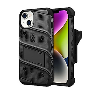 ZIZO Bolt Bundle for iPhone 14 (6.1) Case with Screen Protector Kickstand Holster Lanyard - Black