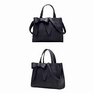 Women’s Tote Purses and Handbags Bow Tie Leisure Top-Handle Cross-body Shoulder Bags (Black)