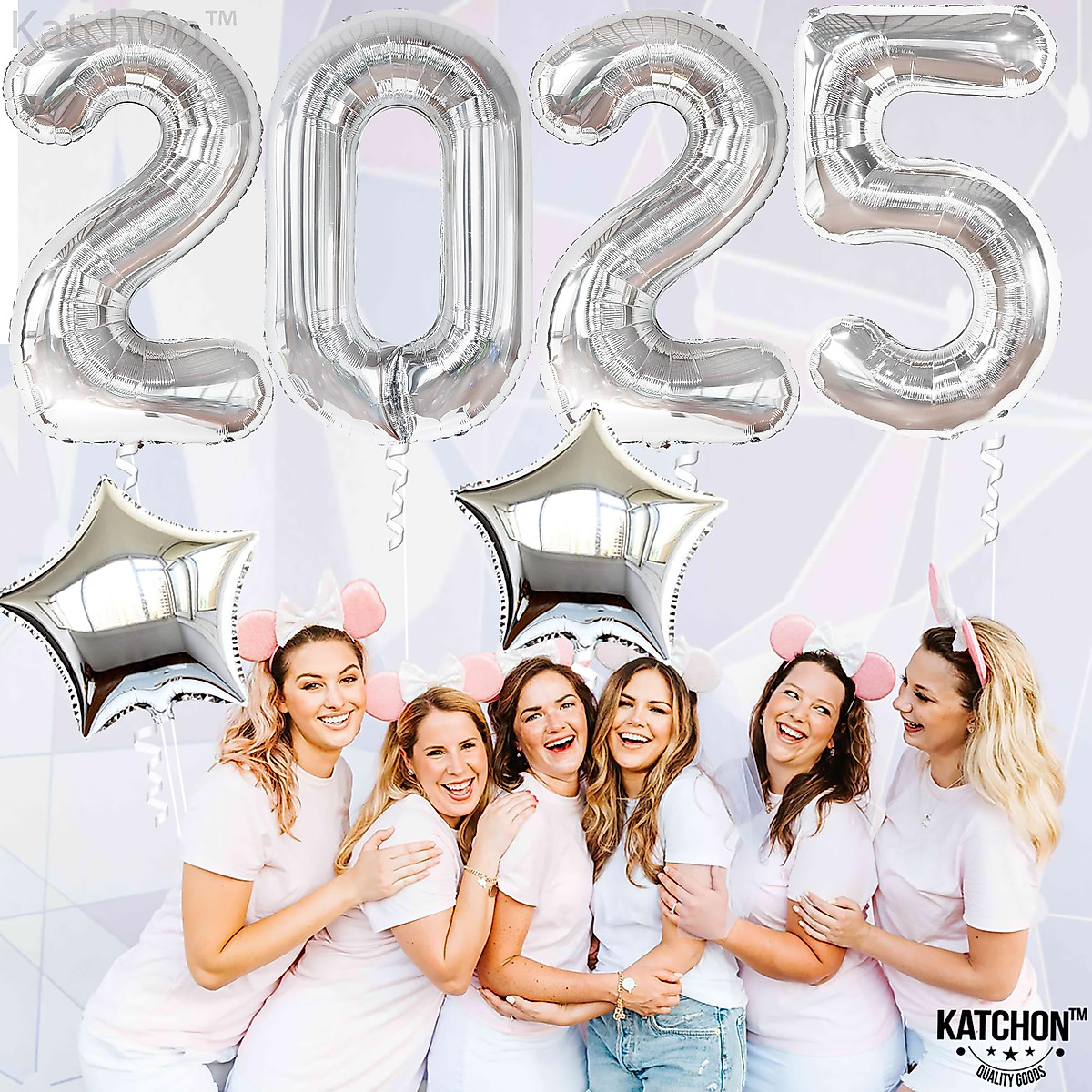 KatchOn, Huge 40 Inch 2025 Balloons Silver - New Years Balloons | Star Balloons, 2025 Silver Balloons for New Years Eve Party Supplies 2025 | Happy New Year Decorations 2025 for New Years Eve Decor