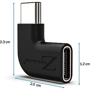 Cellularize USB C Extender Adapter 40Gbps 240W Short Dock Cable Extension Type-C 8K@60Hz PD Low Profile Male to Female Thunderbolt QC & Data Transfer for USB-C Devices (Right Angle, 4 Pack)