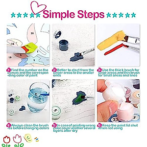 SupaDiya 4 Pack Flowers Framed Paint by Numbers for Adults Beginners, DIY Easy Acrylic Watercolors Number Painting Art with Framed Canvas for Home Wall Decor (8x8 inches)