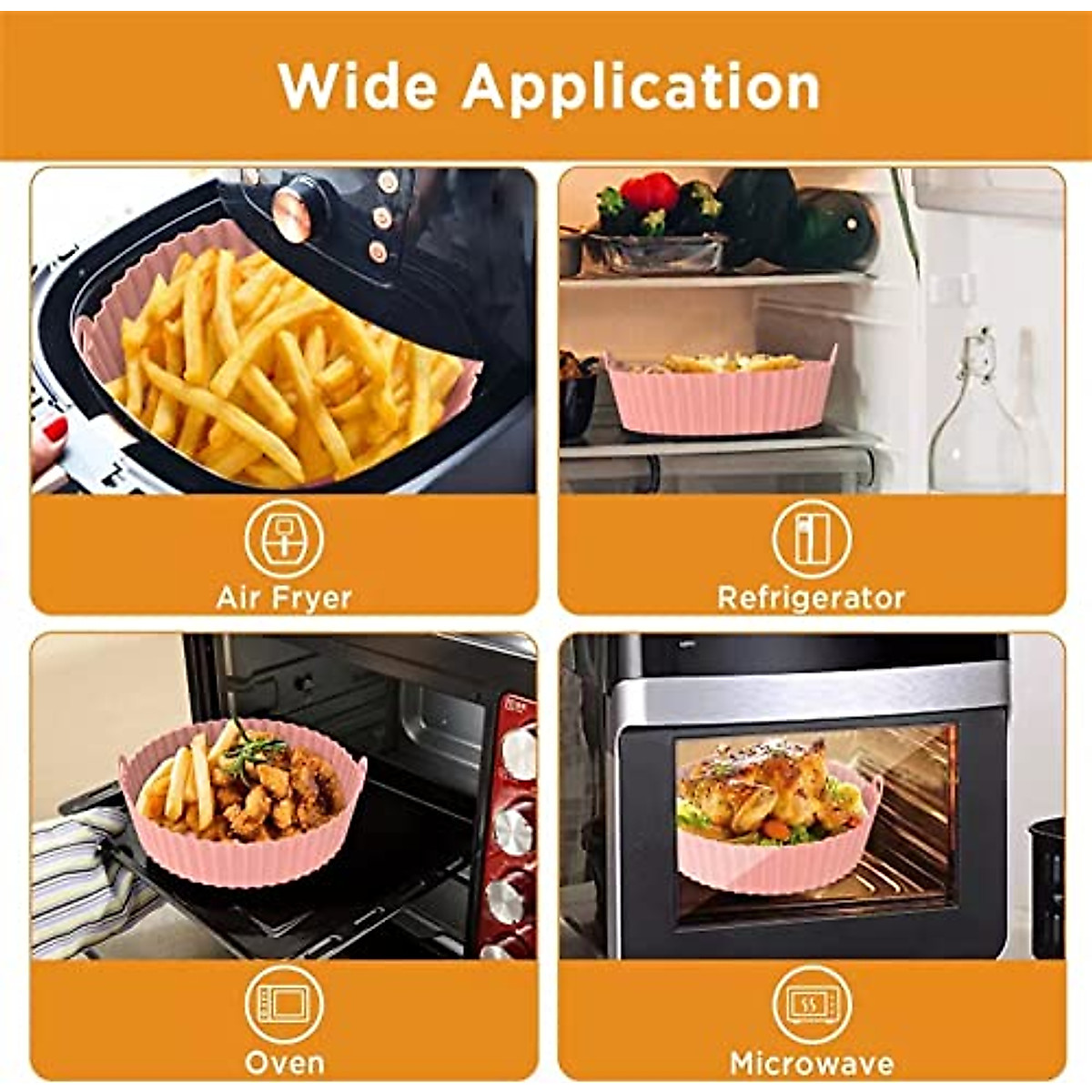 Silicone Air Fryer Basket 2pcs, Air Fryer Silicone Liners for 3-5QT Reusable Air Fryer Liners Silicone - 7.5inch Airfryer Liners, Non Stick Air fryer Accessories