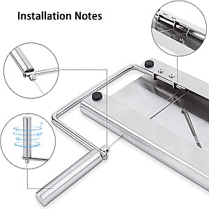 Cheese Slicer Stainless Steel Butter Cutter Cheese Cutter with Precision Scale Plate for Accurate Cuts with Four Replacement Cords and Knife and Fork Set of Four for Cheesecake Butter Sausage