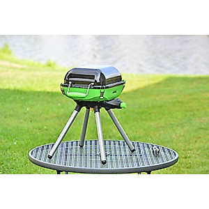 Flame King YSNVT-301 Multi-Function Portable Propane BBQ Grill Camp Stove, 8000 BTU 9.5 x 12 Inch Cooking Surface, Light Green/Black