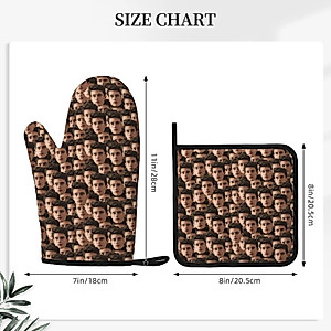 Byxhuc Custom Face Oven Mitts for Mom Dad Aunt Grandma Friend on Mother's Day Anniversary Father's Day Birthday Easter Christmas' Day