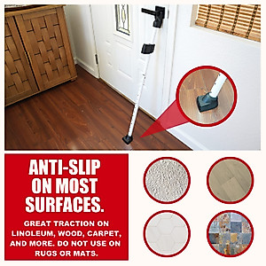 SECURITYMAN 2-in-1 Door Security Bar with Alarm & Sliding Door Stopper Security Bar with 120db Loud Alert Siren - Durable & Rugged Iron, (Protects Against Scratches), White 2021 Model (SECURITYBARS)