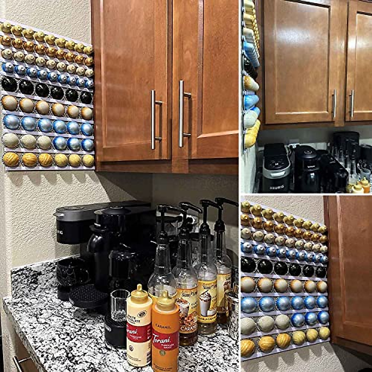 Nespresso Pods Holder for Coffee Pod Holder, k-Cup Organizer Storage on Coffee Bar Accessories And Organizer Wall Mount Under Cabinet Coffee Maker