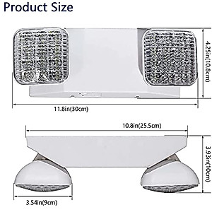 LED Emergency Light with Battery Backup, Two Adjustable LED Heads Emergency Lighting Fixture, Commercial Emergency Light, 120-277V AC, UL Listed (1-Pack)