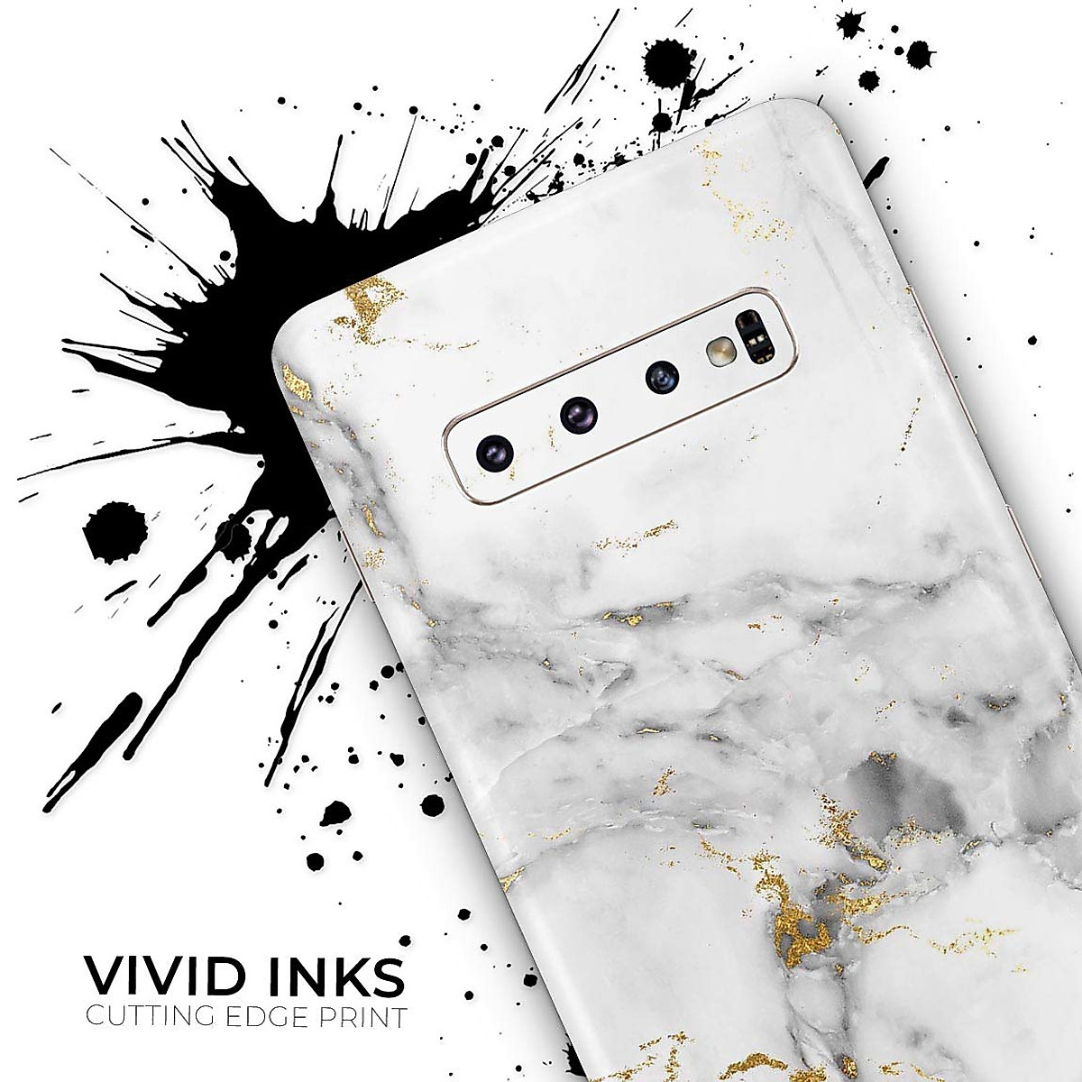 DesignSkinz Marble & Digital Gold Foil V8 Protective Vinyl Decal Wrap Skin Cover Compatible with The Samsung Galaxy S20 (Screen Trim & Back Glass Skin)