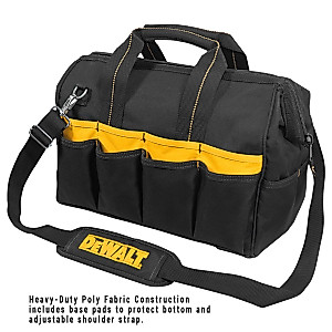 DEWALT DG5543 16 in. 33 Pocket Tool Bag + DEWALT Titanium Nitride Coated Drill Bit Set, Pilot Point, 21-Piece (DW1361)