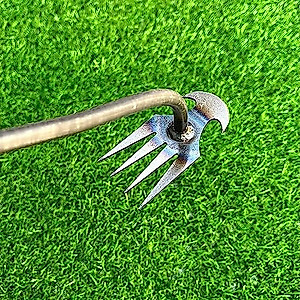 KODEQ 2023 New Weeding Artifact Uprooting Weeding Tool, Premium Manganese Steel Forged Weed Puller 4 Teeth Dual Purpose Weeder, Manual Household Agricultural Tool Weed Remover (C)