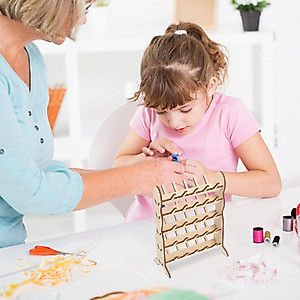 HOODANCOS Spool Sewing Thread Rack, Wall Mounted Wooden Thread Holder Organizer for Embroidery, Hair Braiding, Sewing