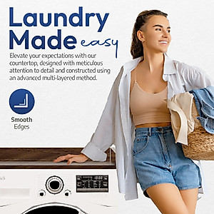 OfficeSimpli Washer Dryer Countertop w Non-Slip Pads, Made in USA, Laundry Room Wood Topper, Washer Dryer Cover for Top, Laundry Guard, Laundry Countertop, Laminate Finish (California Walnut)