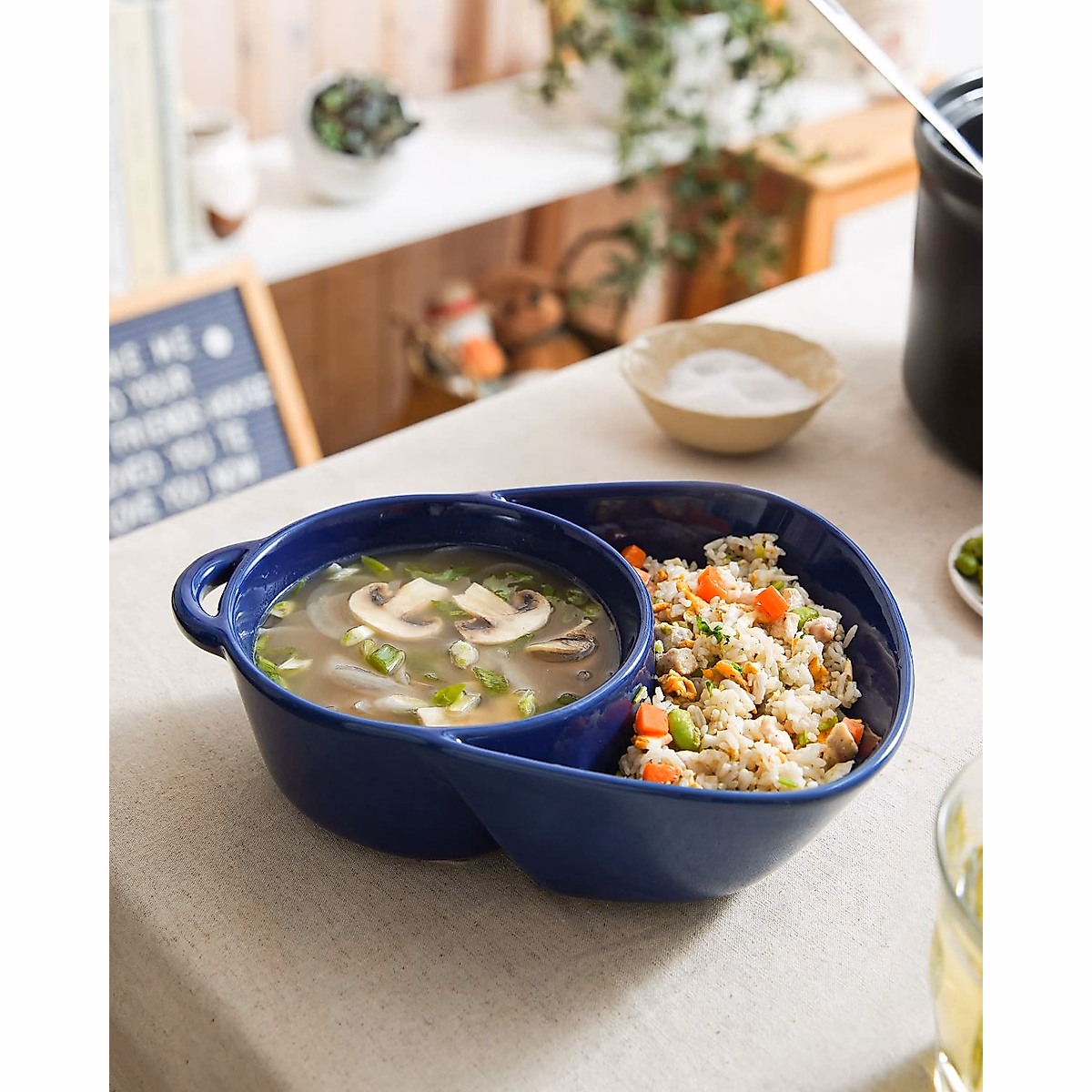 LE TAUCI Chip and Dip Bowls, Anti-Soggy Cereal Bowl, Soup and Side/Cracker Bowls Sets for Breakfast, Soup and Sandwich, Bread Dipping Bowls, Set of 2, Blue