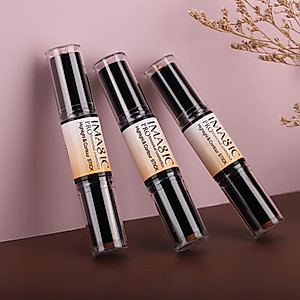 Wismee 3Pcs Dual-Ended Contour Stick, 6 Colors Contour and Highlighters Stick Brightening Concealer Contouring Pen Kit for Light Dark Skin Face Makeup Cosmetic Foundation Creamy Set for Women Girls