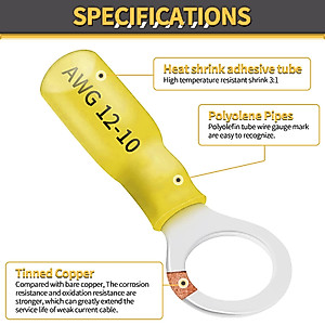 540PCS Marine Grade Heat Shrink Wire Connectors - Sopoby Electrical Connectors Kit of Tinned Red Copper, AWG 22-10 Waterproof Crimp connectors terminals Insulated Ring Fork Spade Butt Splices