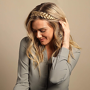 Madison Braids Womens Braided Headband Hair Braid Natural Looking Synthetic Hair Piece Extension - Lulu Two Strand - Ashy Highlighted