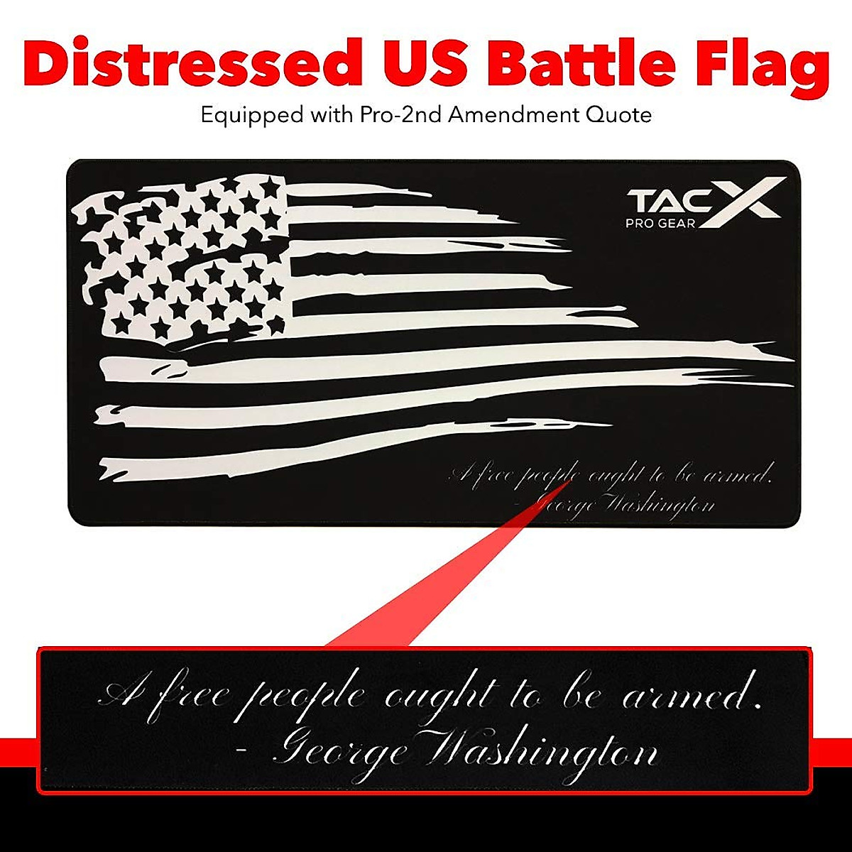 Gun Cleaning Mat | 12 x 24 Inch | 2A Tattered Distressed US Flag | 3mm Padded Non-Slip | Oil & Solvent Resistant Pistol or Rifle Build Pad | Large Workbench or Shooting Mat | Gun Cleaning Kit Add-On