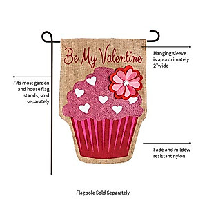 Evergreen Embellish Valentine's Day Cupcake Burlap Garden Flag | 18 x 12.5 inches | Indoor Outdoor Weather Resistant | Décor for Homes and Gardens