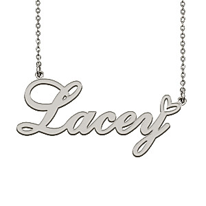 HUAN XUN Initial Name Necklaces Silver for Women Lacey Necklace Heart Pendant Jewelry for Christmas