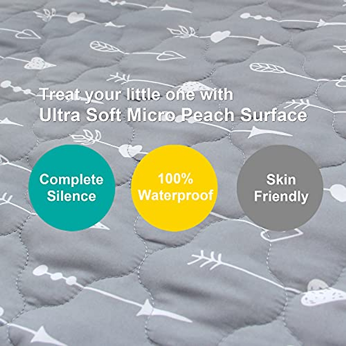 Trifold Square Playard/Playpen Mattress Topper & Square Waterproof Play Yard Mattress Cover，Arrow Print