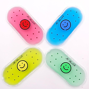 Small Ice Packs, Gel Ice Packs for Injuries Hot & Cold Ice Packs Bulk Reusable Gel Bead Ice Pack Cold Compress for Pain Relief, Christmas Gift (4 Count (Pack of 1) Smile)
