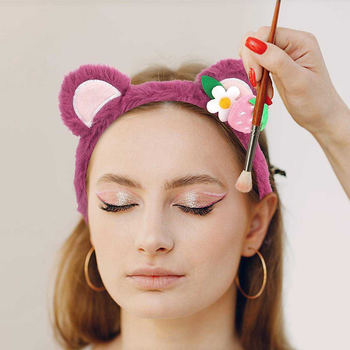 CAVETEE 3 Piece Cute Headband Set for Women - Elastic Makeup, Skincare, and Spa Headband with Wristband