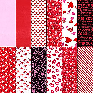 120 Sheets Tissue Paper Gift Wrapping Paper 12 Design Red Heart Pattern Decorative Paper Art Tissue for Mother's Day Wedding Birthday Baby Shower Gift Bag Decoration