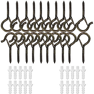 WELWIK 20PCS M4 White Outdoor Q Type Screw Hook, Outdoor Q-Hanger Easy Release Screw Wire Hanger Hooks, Christmas Light Hooks Led Wire and Fairy Light Hangers for String Lights New Year Party, Bronze