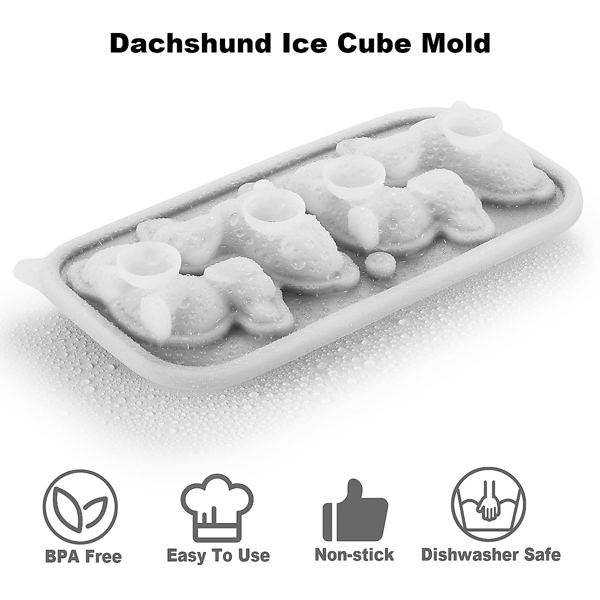 Nax Caki 3D Dachshund Dog Ice Cube Mold Fun Shapes, Dachshund Gifts for Women, Cute Large Craft Ice Mold, Big Dog Ice Cube Trays for Whiskey Cocktails Bourbon