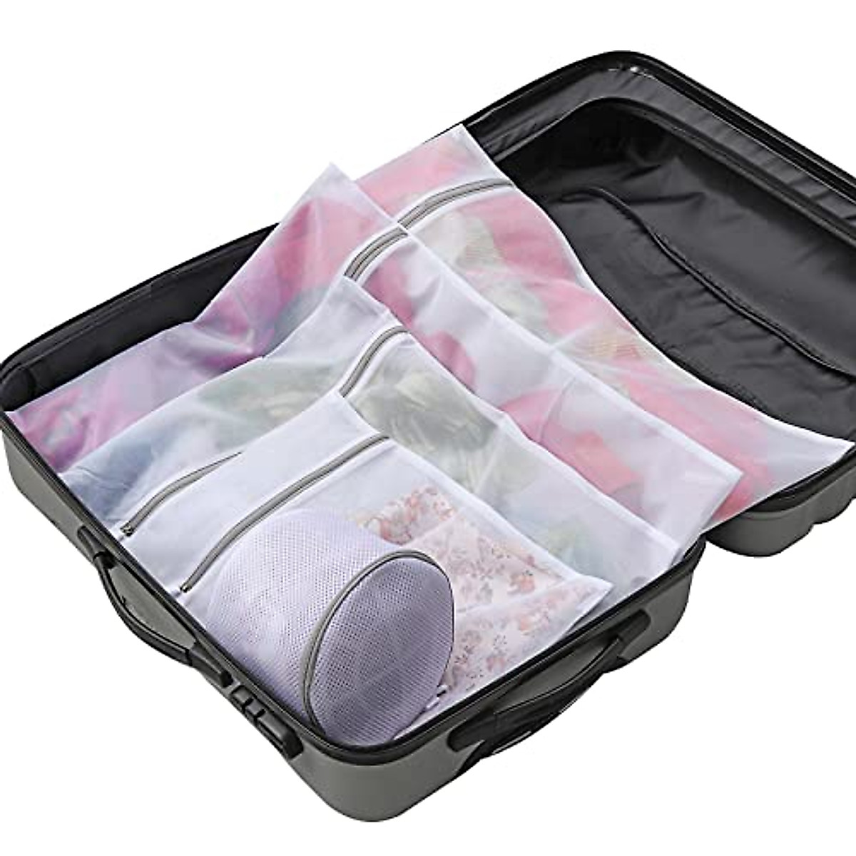 Durable Mesh Laundry Bags for Delicates Wash Bag for Lingerie Clothes Jeans Bath Towel Sock Travel Organization Bag (5 Set(S+M+L+XL+Bra bag))