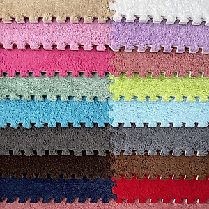 16pcs Plush Interlocking Foam Floor Mats, Keep Warm Carpet, Interlocking Floor Tiles, 12x12inch Puzzle Play Mats for Bedroom Play Room(Color:Dark Coffee Grey)