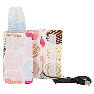 GOTOTOP Bottle Warmer Bag Bottle Warmer Case Milk Warmer Portable Cooler Bag with USB Charging Port for Baby Care(Donut)