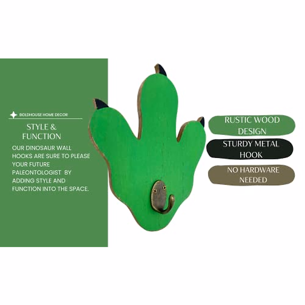 Dinosaur Footprint Kids Coat Hanger - Dinosaur Bathroom Decor - Dinosaur Decorations Classroom Organization Backpack Hook - Dinosaur Decor Boys Room Wall Decor